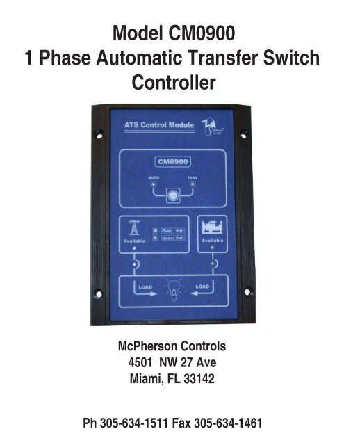 Model CM0900 1 Phase Automatic Transfer Switch Controller