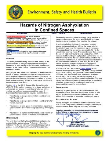Safety Bulletin - Hazards of Nitrogen Asphyxiation - US Chemical ...