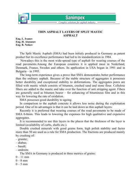 THIN ASPHALT LAYERS OF SPLIT MASTIC ASPHALT The Split ...