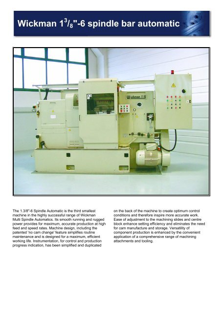 Wickman 1 3/8" - 6 spindle bar automatic - Wickman Group