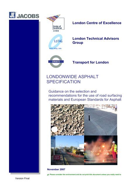 LONDONWIDE ASPHALT SPECIFICATION