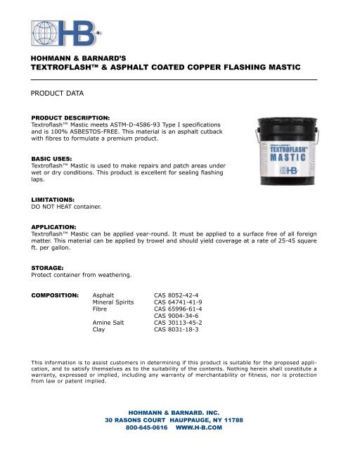 textroflash™ & asphalt coated copper flashing mastic - Hohmann ...