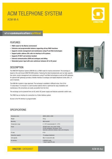 ACM TElEpHonE SySTEM - Zenitel