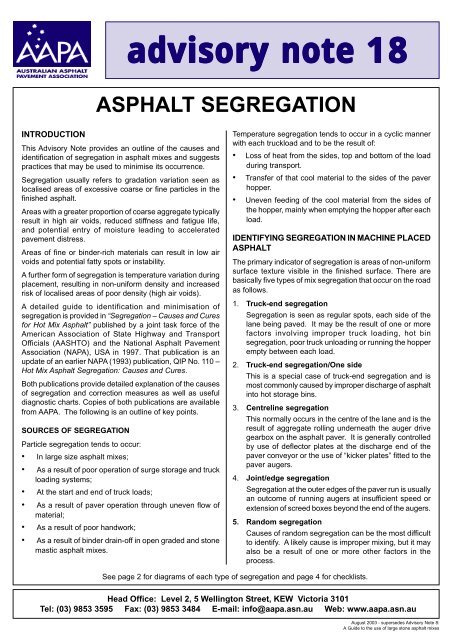 Advisory Note 18 - Australian Asphalt Pavement Association