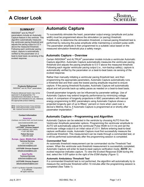 Automatic Capture - Boston Scientific