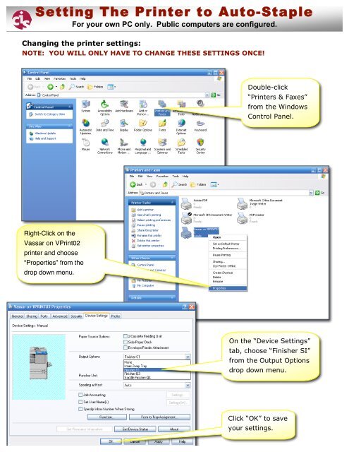 Setting The Printer to Auto-Staple