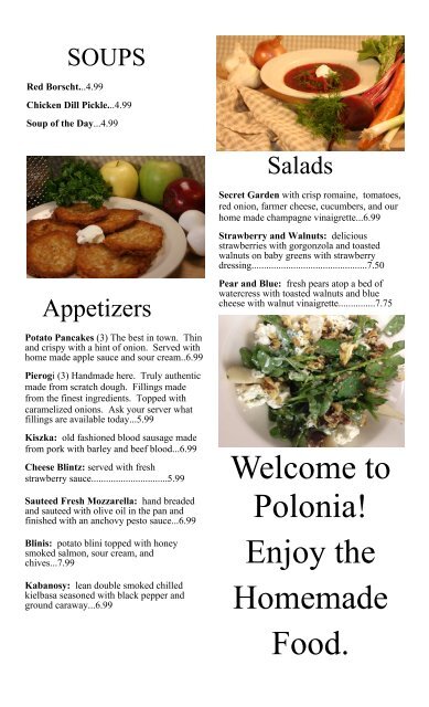 to Download the Dinner Menu. - Polonia: A Polish Restaurant