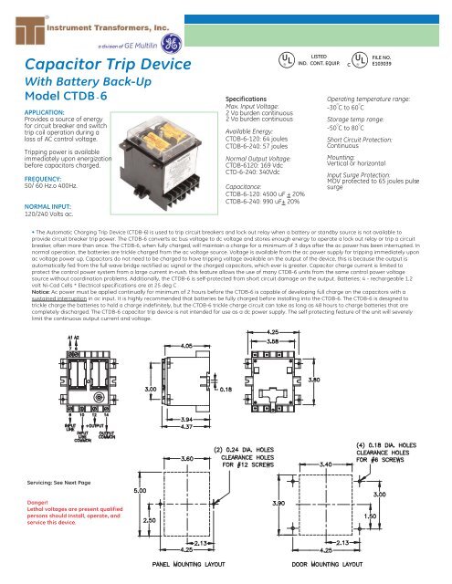 Capacitor Trip Device - GE Digital Energy