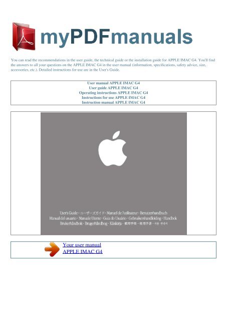 User manual APPLE IMAC G4 - MY PDF MANUALS