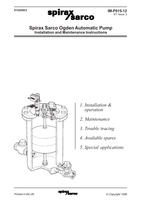 Spirax Sarco Ogden Automatic Pump