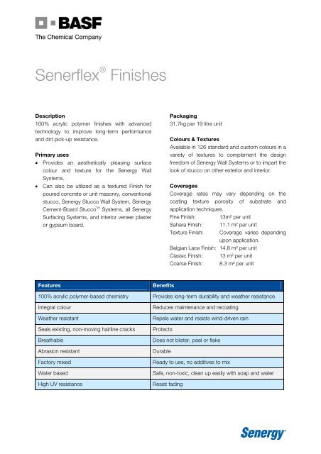 Senerflex Finishes - BASF Construction Chemicals