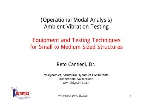 Operational Modal Analysis Ambient Vibration Rci Dynamics