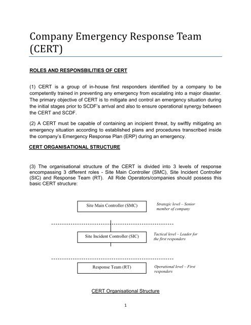 Company Emergency Response Team (CERT)