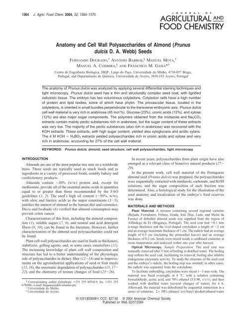 Anatomy and Cell Wall Polysaccharides of Almond - Universidade ...