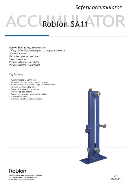 Safety accumulator - Roblon A/S
