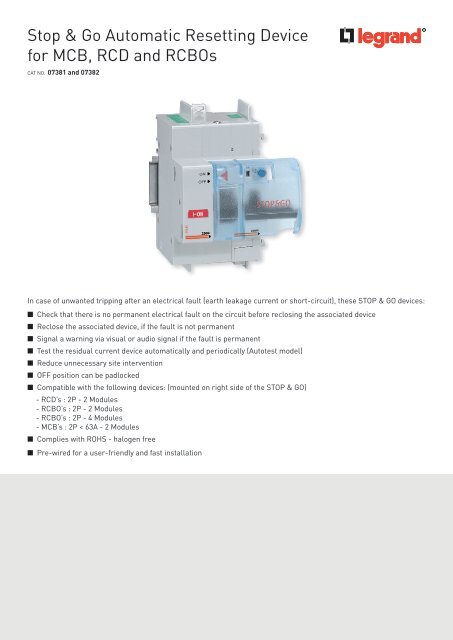 Stop & Go Automatic Resetting Device for MCB, RCD and ... - Legrand