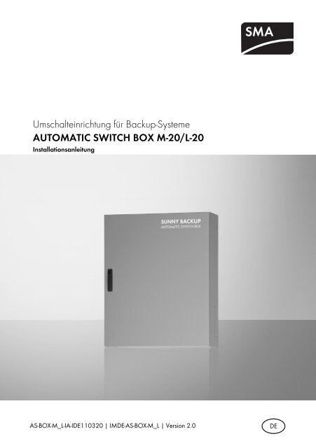 AUTOMATIC SWITCH BOX M-20 / L-20 - SMA Solar Technology AG