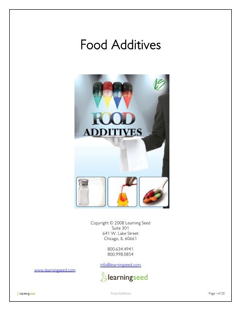 Food Additives Food Additives - Learning Seed