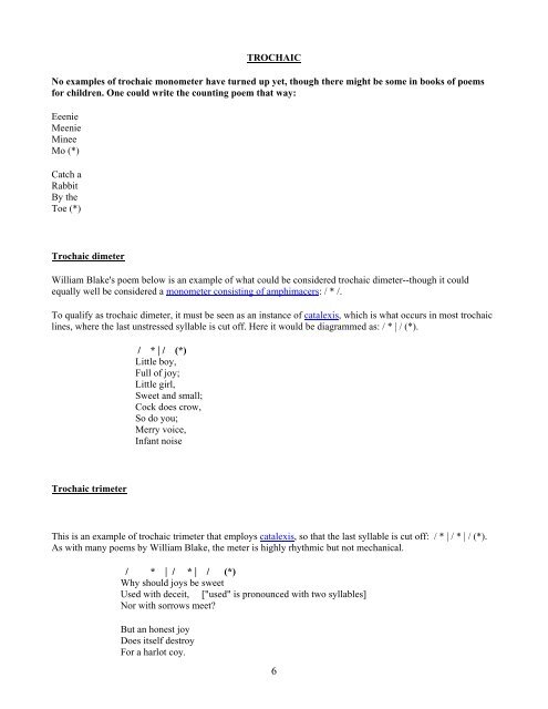 TROCHAIC No examples of t