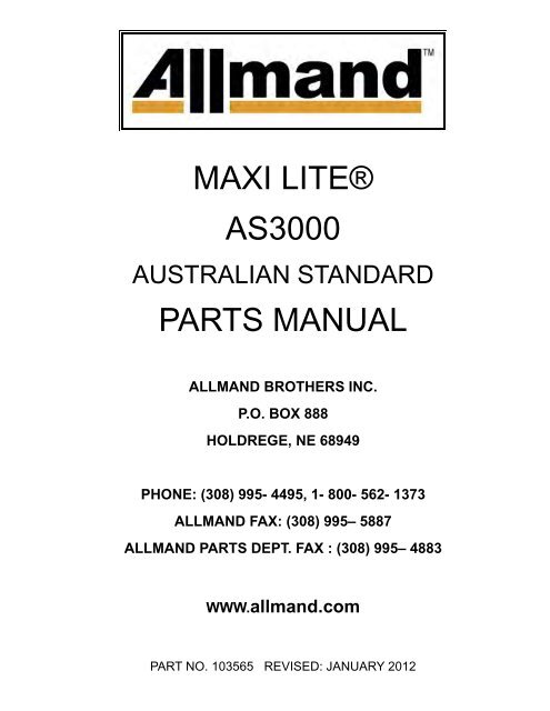Allmand Light Tower Parts Manual | Shelly Lighting