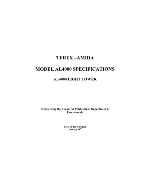 amida model al4000 specifications - Light Towers USA