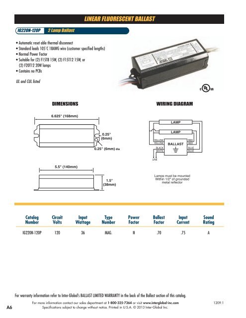 A6 IG220N­120P 2 Lamp Ba