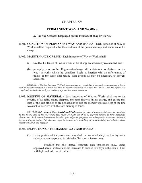 CHAPTER XV PERMANENT WAY AND WORKS - Indian Railway