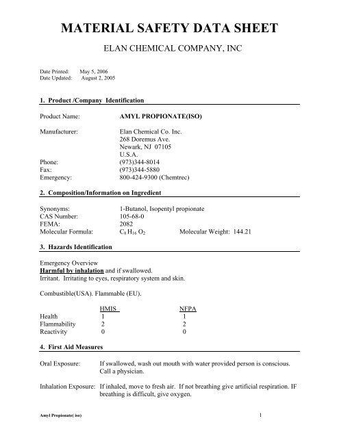 Amyl Propionate( iso) - Elan Chemical