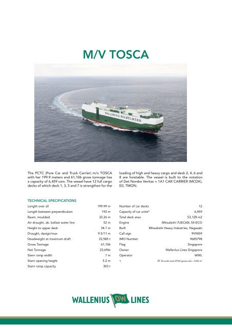 TOSCA factsheet (pdf) - Wallenius Lines
