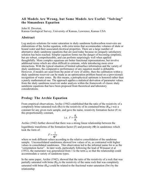 All Models are Wrong, but Some Models are Useful: "Solving" the ...