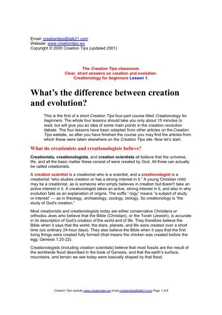 What's the difference between creation and evolution? - Creation Tips