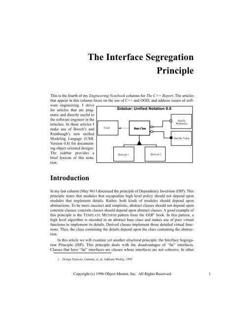 The Interface Segregation Principle - Object Mentor