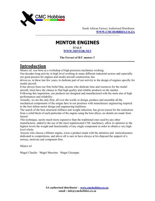 MINTOR ENGINES Introduction - CMC Hobbies