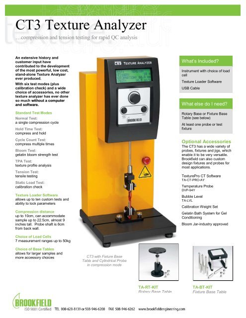 CT3 Texture Analyzer - Brookfield