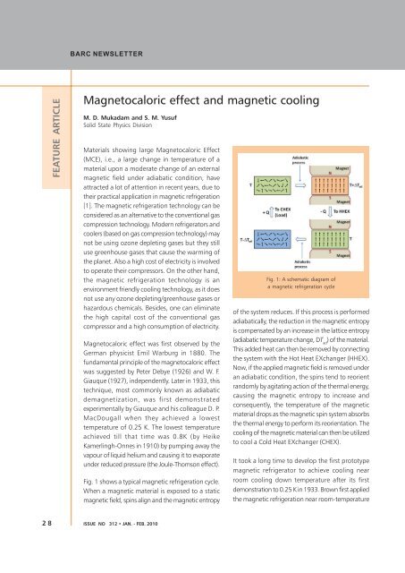 Magnetocaloric Effect and Magnetic Cooling - BARC
