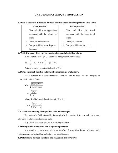 GAS DYNAMICS AND JET PROPULSION