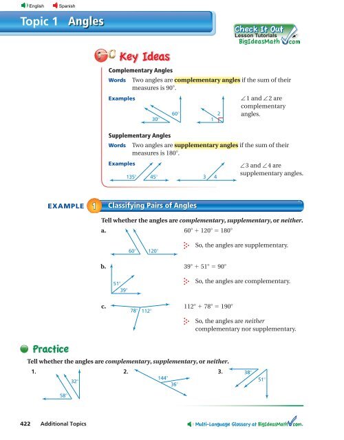 Angles Topic 1 - Big Ideas Math