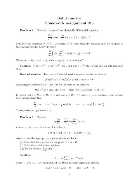 Solutions for homework assignment #5