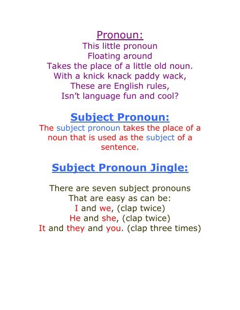 Pronoun Jingle