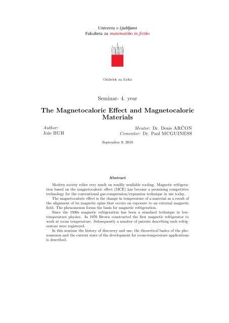 The Magnetocaloric Effect and Magnetocaloric Materials