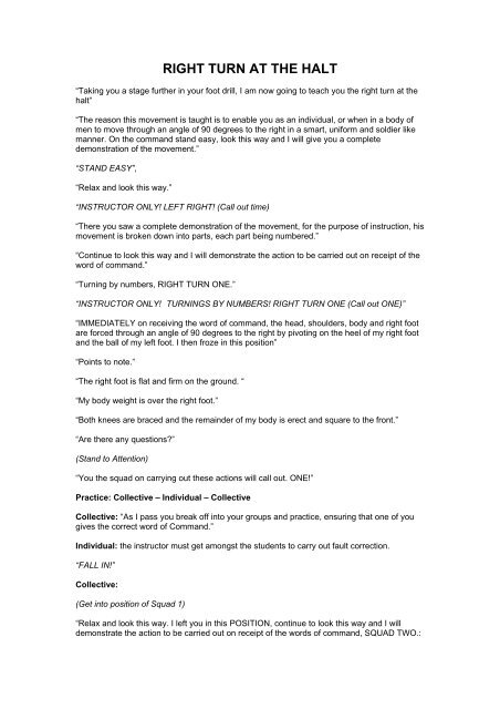 LEFT TURN AT THE HALT