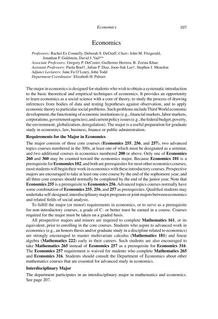 Economics Course Catalogue