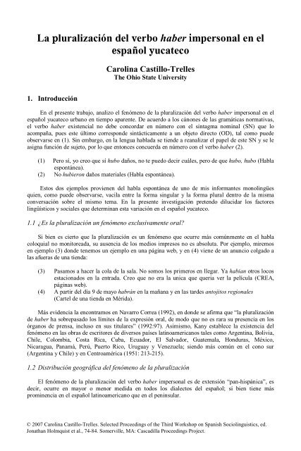 La pluralización del verbo haber impersonal en el español yucateco