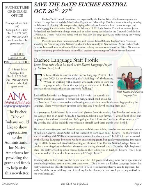 EUCHEE TRIBE OF INDIANS O