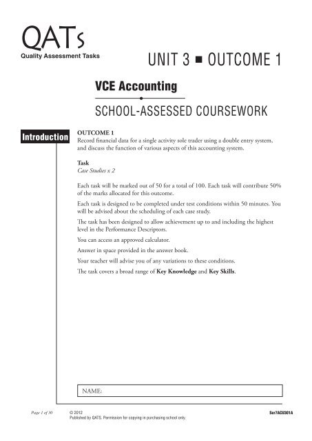 VCE Accounting
