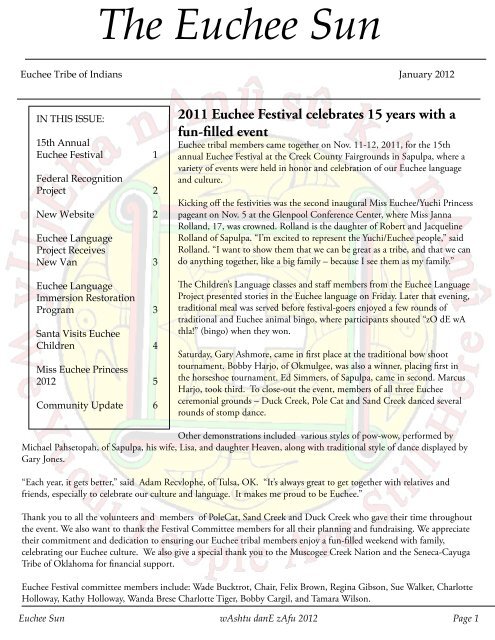 The Euchee Sun - Euchee (Yuchi) Tribe of Indians