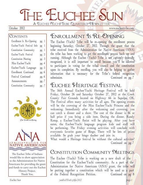 October 2012-4thQ.indd - Euchee (Yuchi) Tribe of Indians