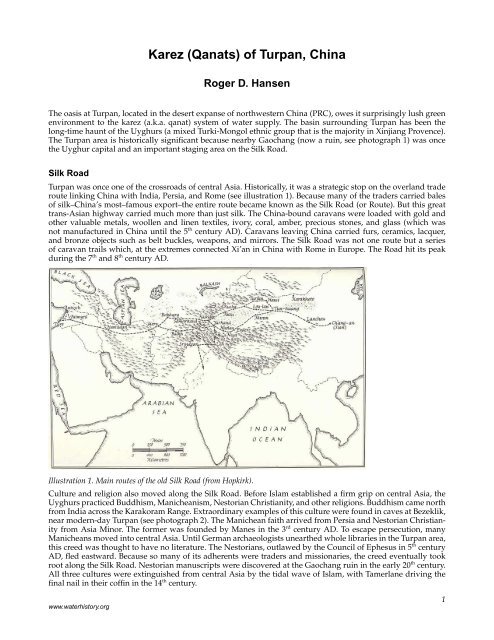 Karez (Qanats) of Turpan, China - WaterHistory.org