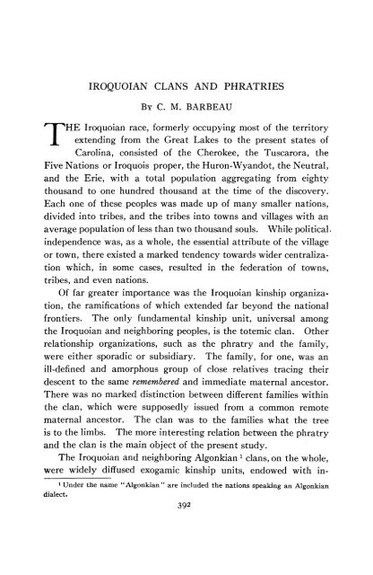 Iroquoian Clans and Phratries - Wyandotte Nation