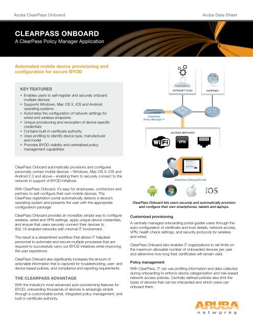 ClearPass Onboard Data Sheet - Aruba Networks